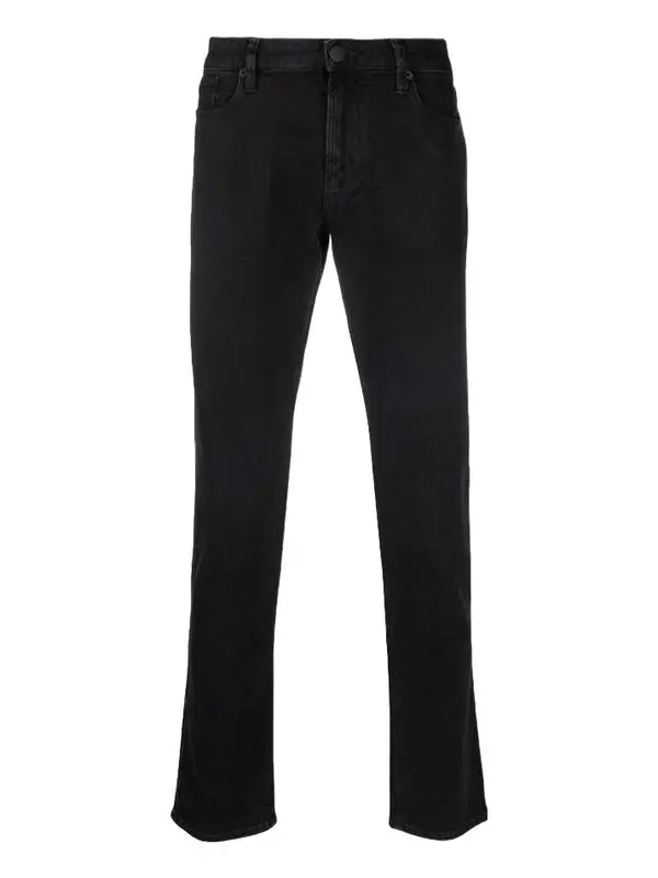Emporio Armani Low-rise Slim-cut Straight-leg Jeans - Black