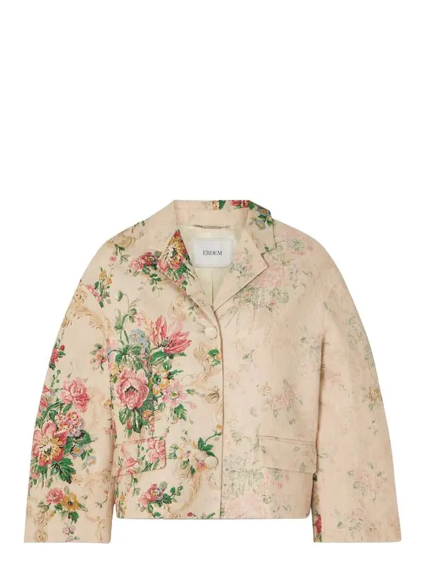 Erdem Floral Print Relaxed Fit Jacket - Nude