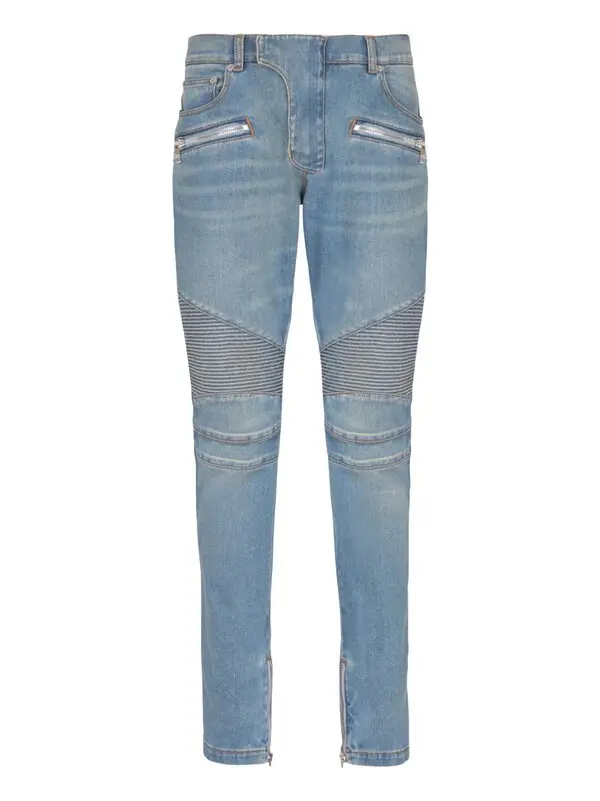Balmain Slim-fit Biker Jeans - Blue