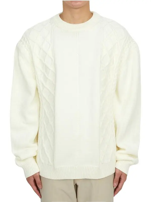 FAMILY FIRST Round Neck Long Sleeve Sweater - White