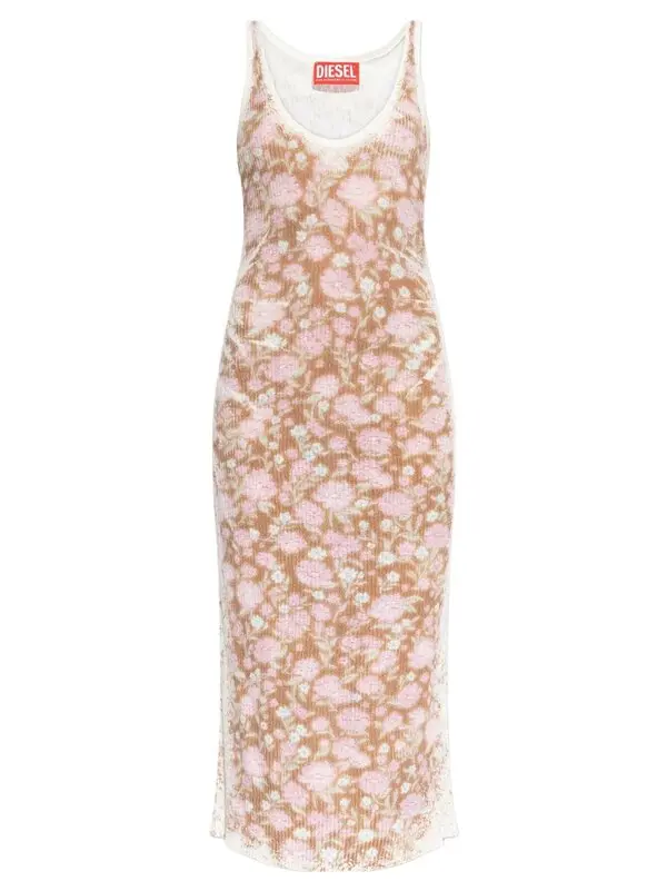 DIESEL® Floral Ribbed Dress - Nude