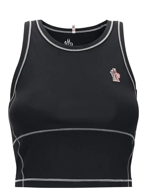 Moncler Logo Embroidered Tank Top - Black