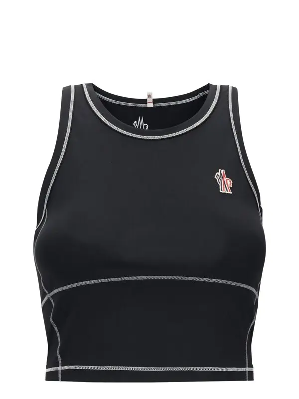 Moncler Logo Embroidered Tank Top - Black
