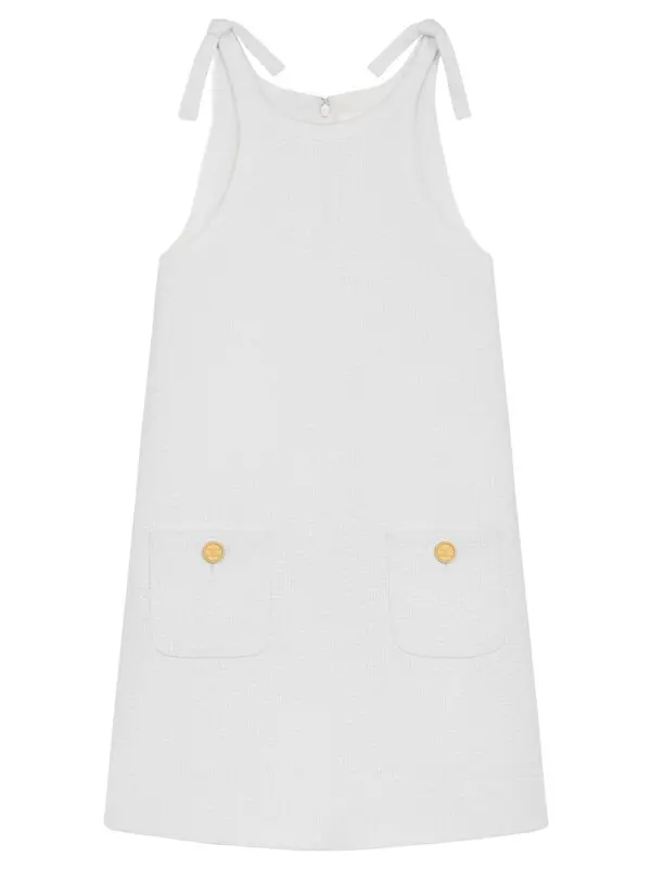 Celine Trapeze Mini Dress In Openwork Cotton - White