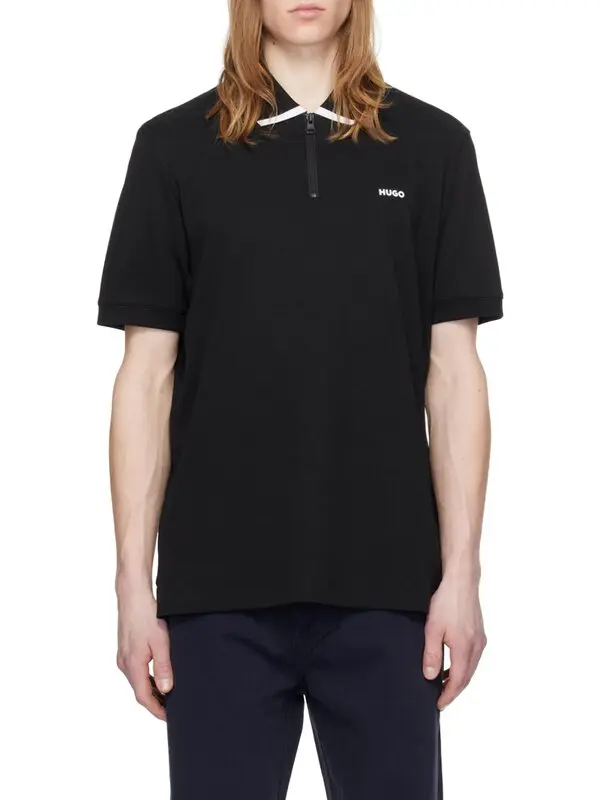 Hugo Boss Dalomino Zip-collar Polo Shirt - Black