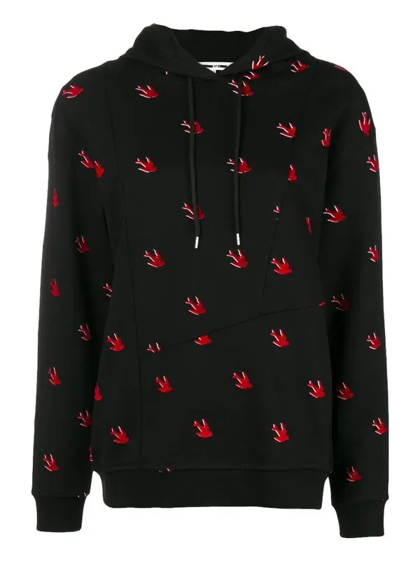 Alexander McQueen Swallow Print Hooded Sweater - Black