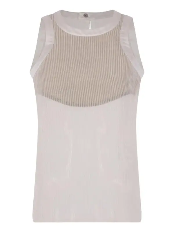 Sacai Sleeveless Ribbed Top - White