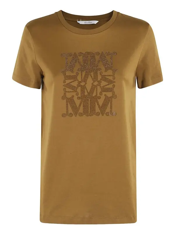 Max Mara Logo Embroidered Crewneck T-shirt - Olive Green