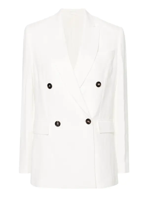 Brunello Cucinelli Peak Lapel Double-breasted Blazer - White