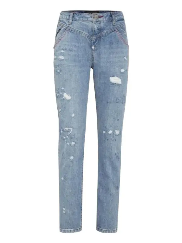 Philipp Plein Distressed Logo Detail Jeans - Blue