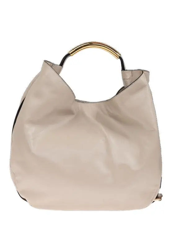 Moschino Lettering Top Handle Bag - Cream