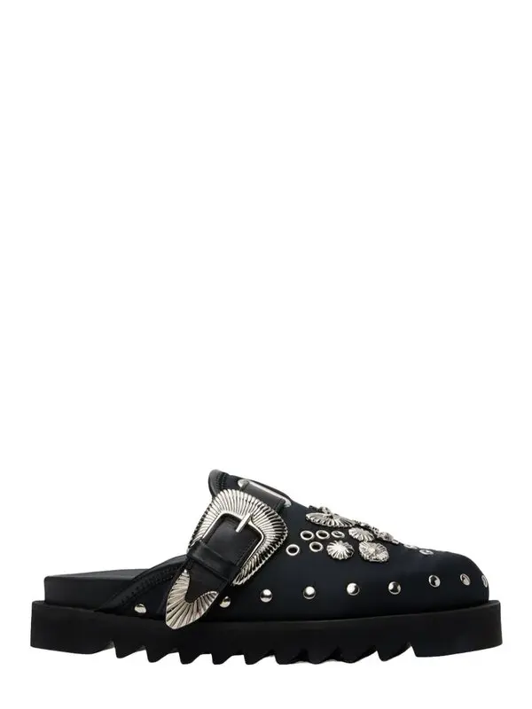 Toga Embellished Thick Soled Slippers - Black