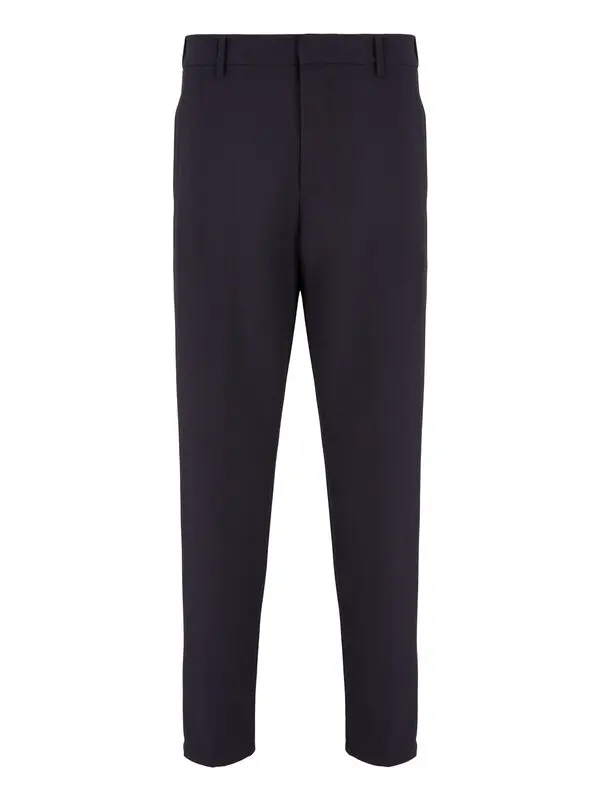 Emporio Armani Pleated Tapered Trousers - Navy Blue