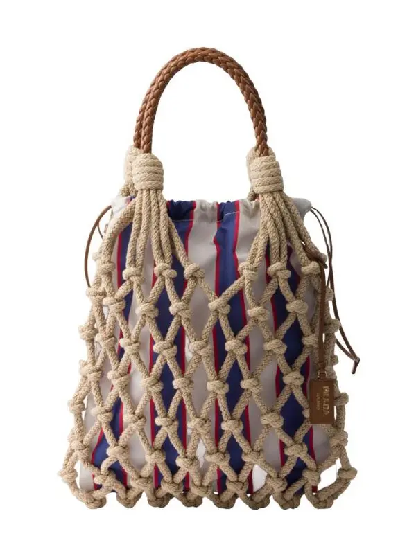 Prada Logo Net Tote Bag - Brown