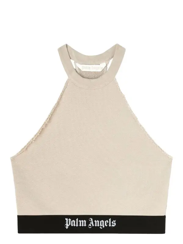 Palm Angels Logo Tape Halterneck Top - Nude