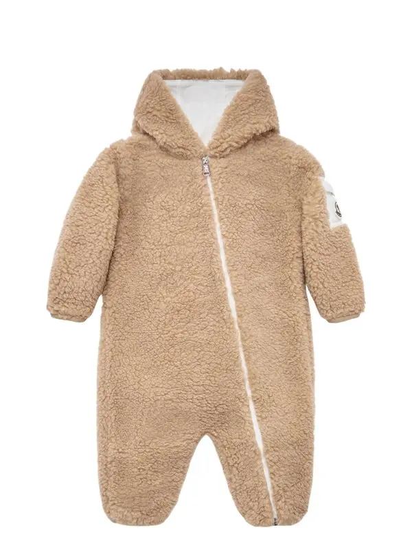 Moncler Teddy Bear Hooded Baby Grow - Light Brown