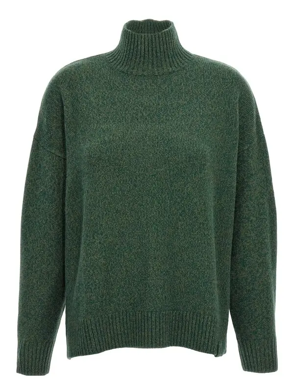 Victoria Beckham Mélange High Neck Sweater With Cut Out Detail - Green