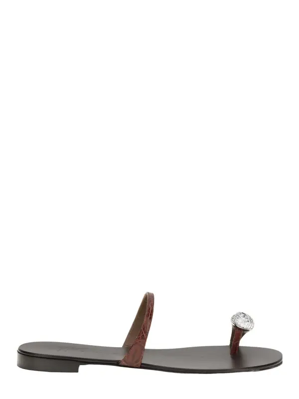 GIUSEPPE ZANOTTI Icon Ring Flat Sandals - Brown