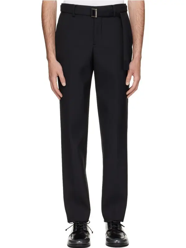Sacai Belted Pleated Trousers - Black