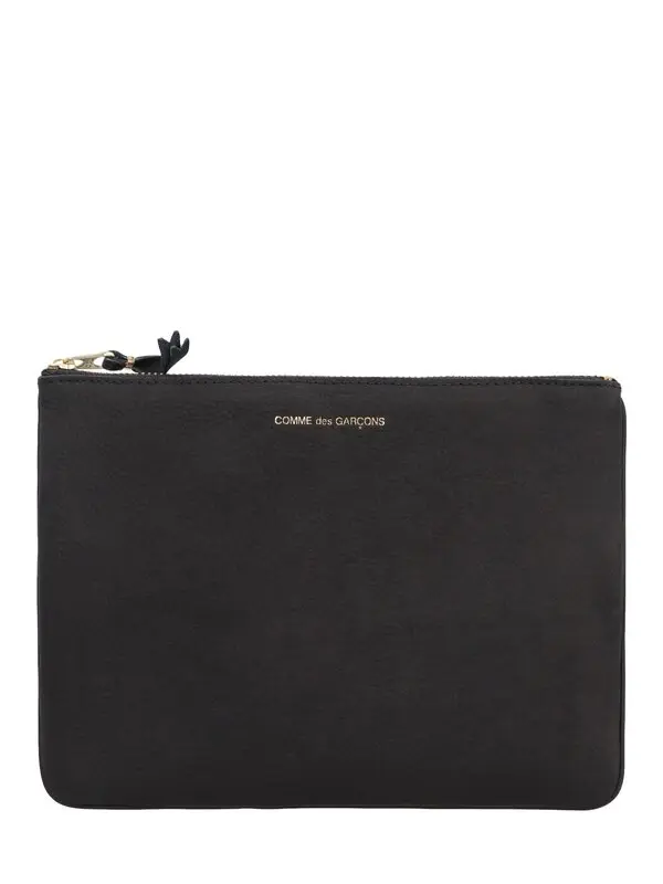 Comme Des Garçons Logo Printed Zip-up Pouch - Black