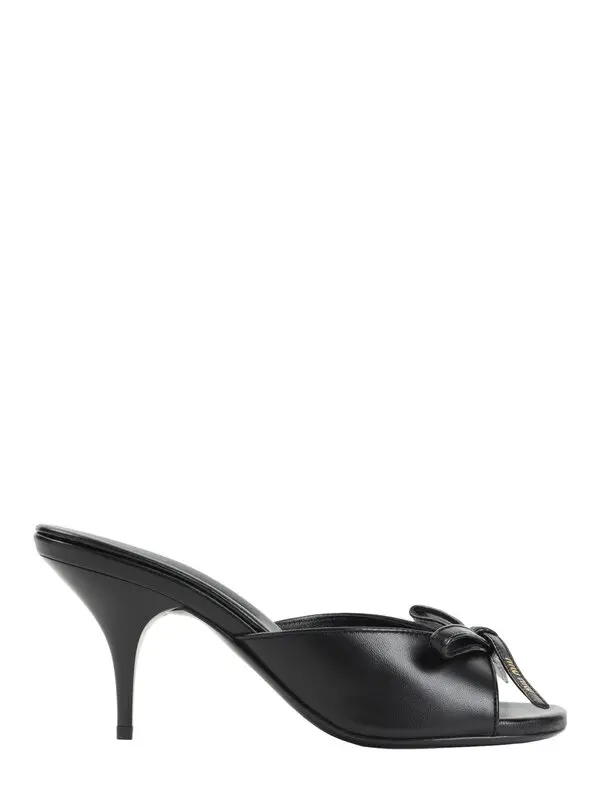 Miu Miu Leather Heeled Sandals With Bow Detail - Black