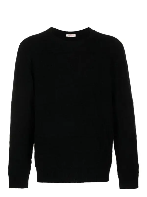 Valentino Garavani Intarsia Knit Crewneck Sweater - Black