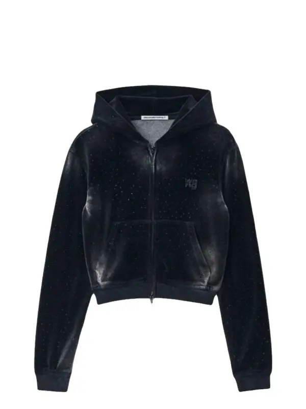 Alexander Wang Clear Bead Hotfix Hoodie - Gray