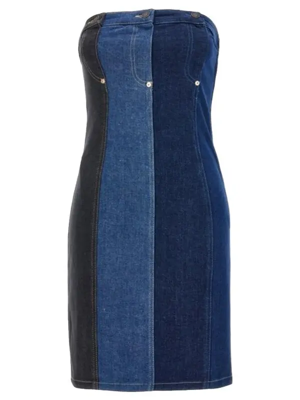 Moschino Layered Off-shoulder Denim Dress - Blue