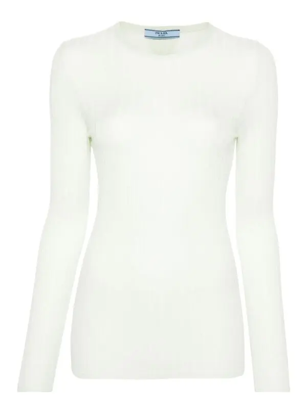 Prada Cashmere And Silk Crew-neck Sweater - White