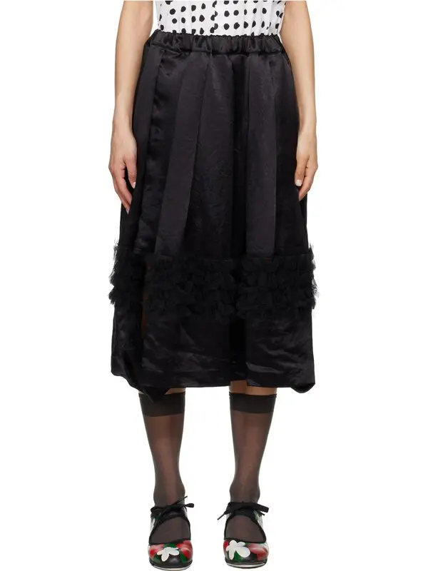 Comme Des Garçons Elastic Waist Skirt With Ruffle Trim - Black