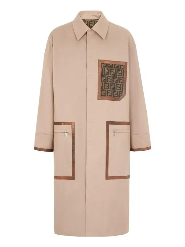 Fendi Ff Logo Jacquard Reversible Trench Coat - Nude