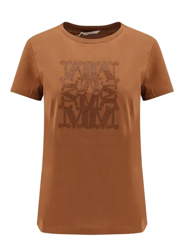 Max Mara Logo Embroidered Crewneck T-shirt - Brown