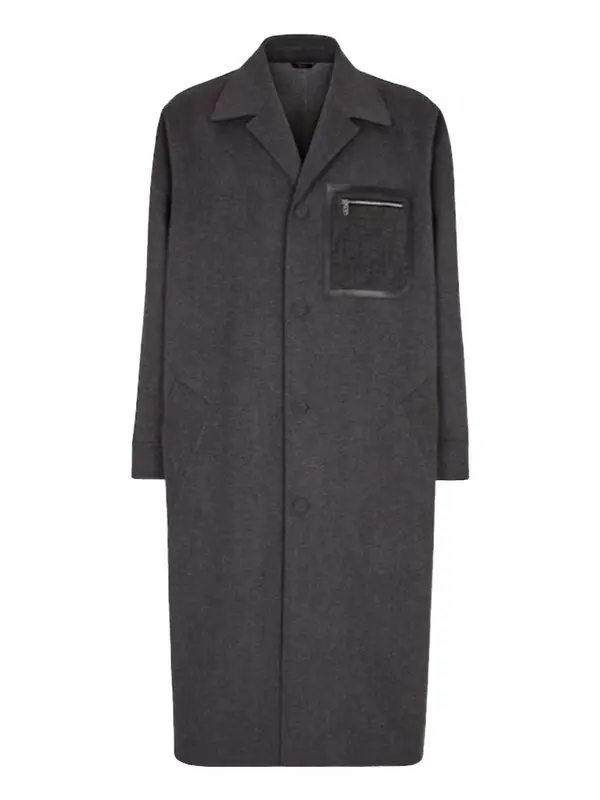Fendi Ff Motif Felted Coat - Grey