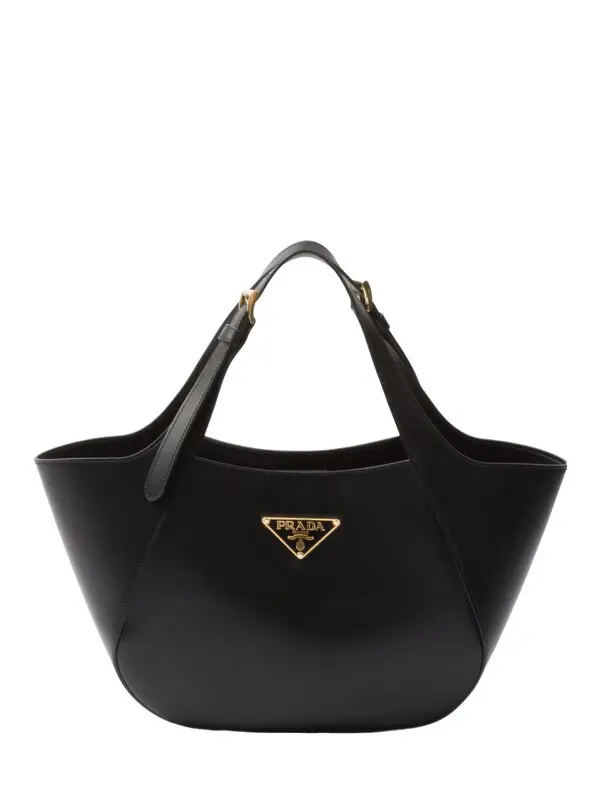 Prada Medium Leather Tote Bag - Black