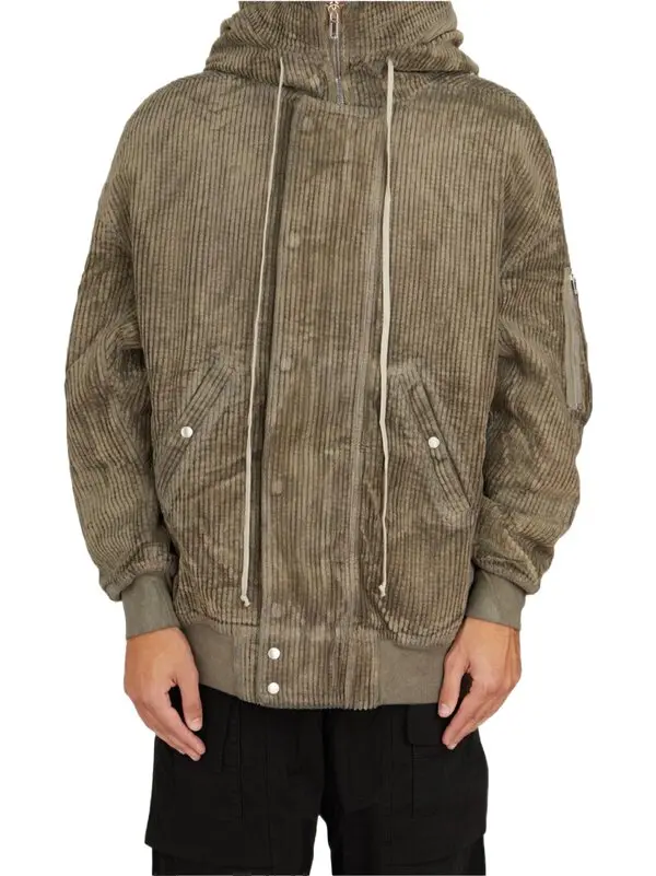 Rick Owens Pilot Jacket With Drawstring Hood - Grey
