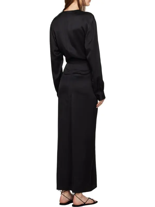 TOTEME V-neck Knot-detail Maxi Dress - Black