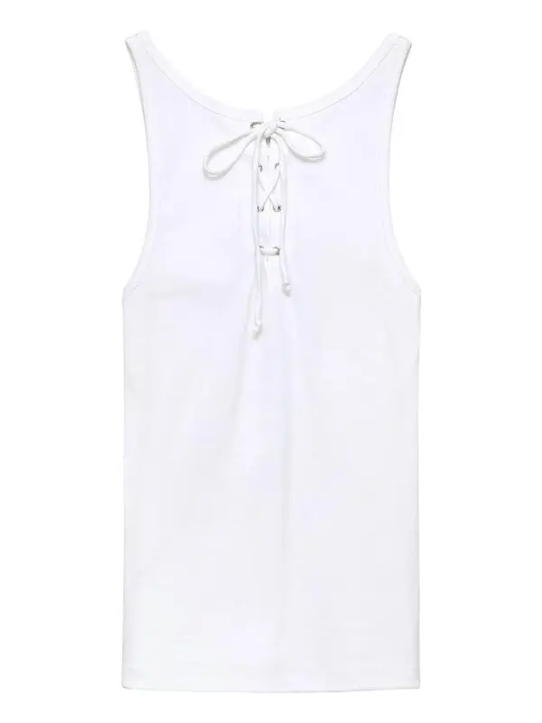 Prada Logo Patch Scoop Neck Tank Top - No