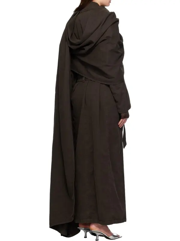 Attico Long Belted Wrap Windbreaker - Brown