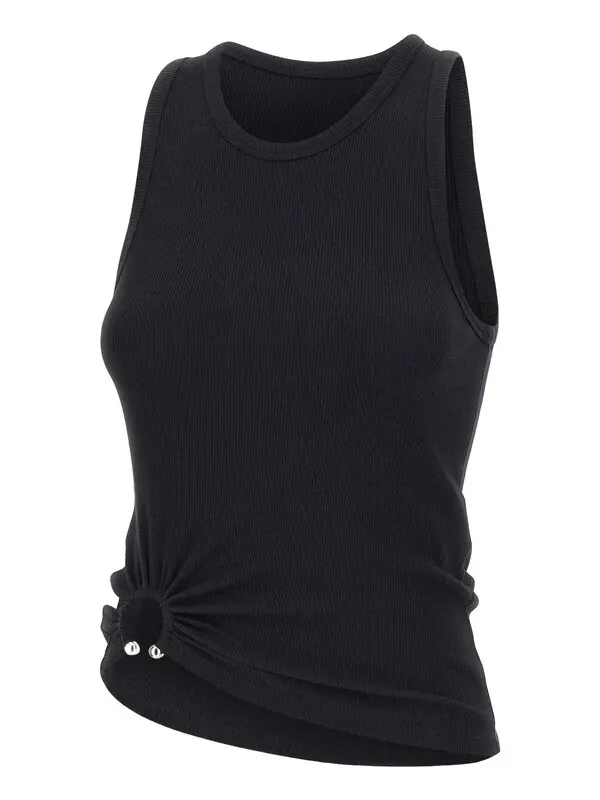 Rabanne Asymmetrical Pierced Tank Top - Black