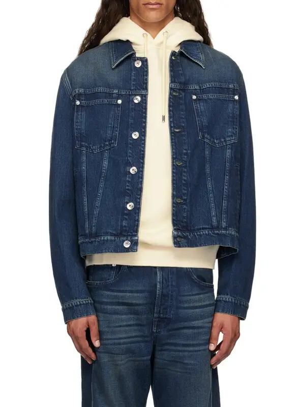LANVIN Lapel Long Sleeve Denim Coat - Blue