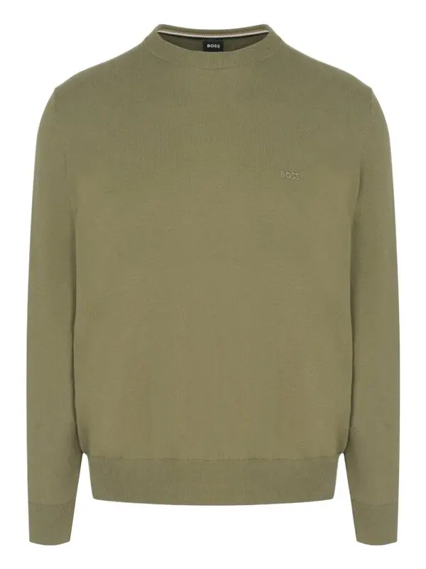 Hugo Boss Embroidered Logo Cotton Sweater - Gray