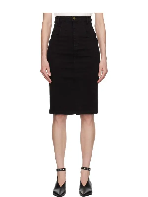 FRAME High-waist Denim Pencil Skirt - Black