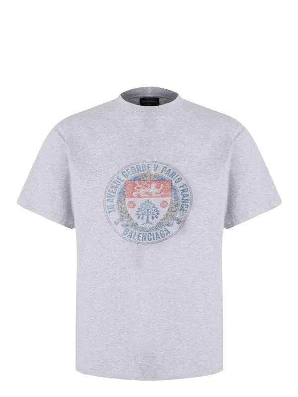 Balenciaga Logo Printed Crewneck T-shirt - Grey