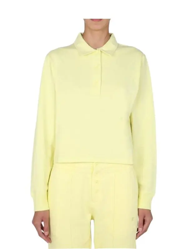 Helmut Lang Long-sleeve Logo Embroidered Polo Shirt - Yellow
