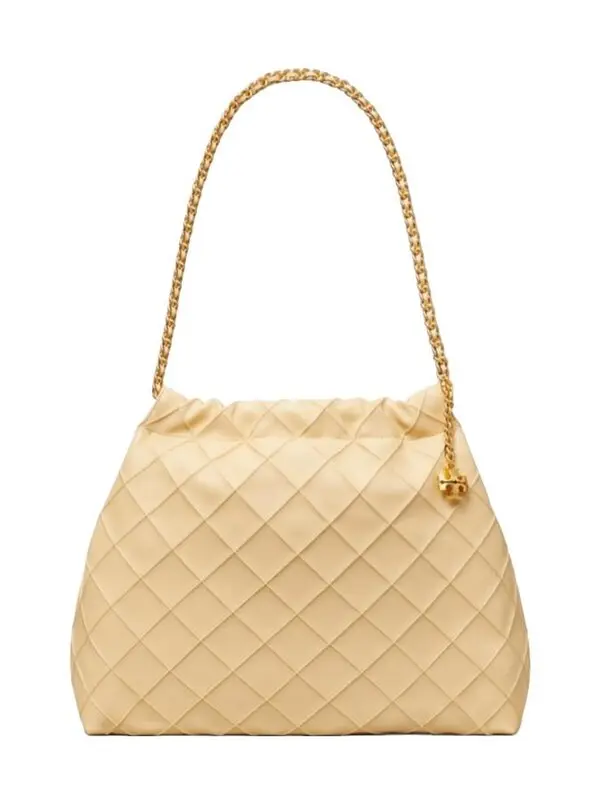 Tory Burch Fleming Drawstring Hobo Bag - Vanilla Soft Serve