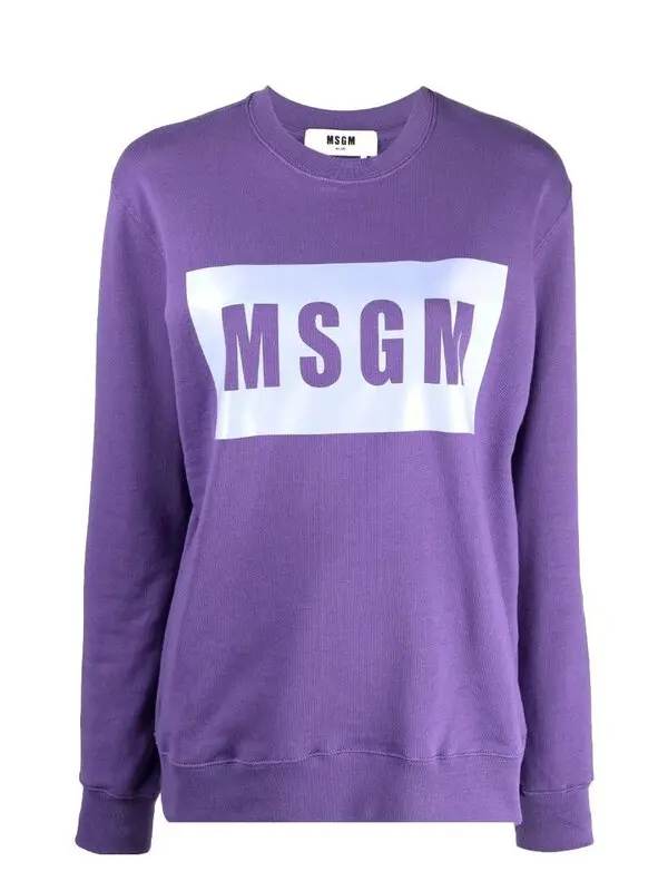 MSGM Logo Print Crew Neck Sweatshirt - Purple