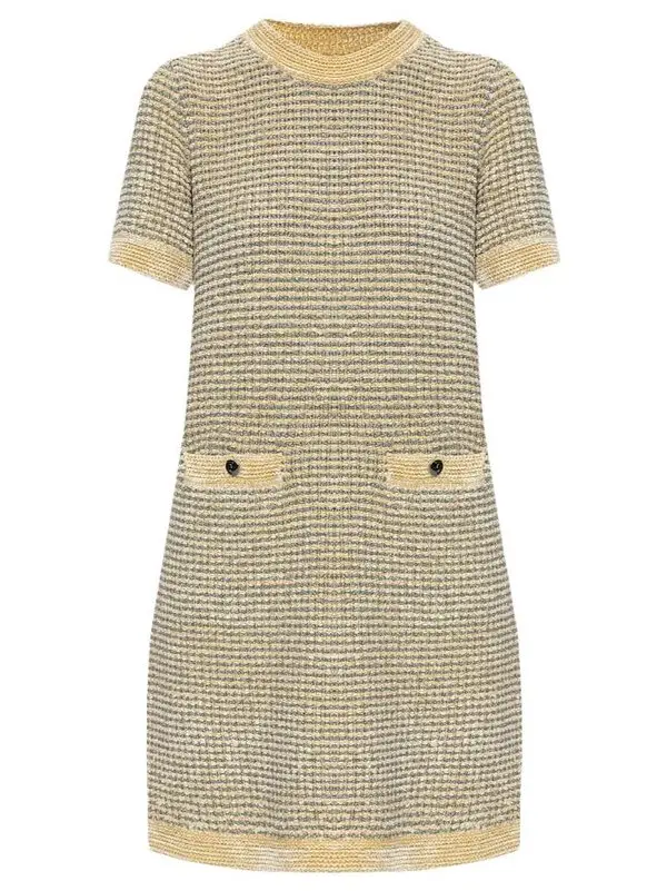 Tory Burch Metallic Thread Velvet Midi Dress - Nude