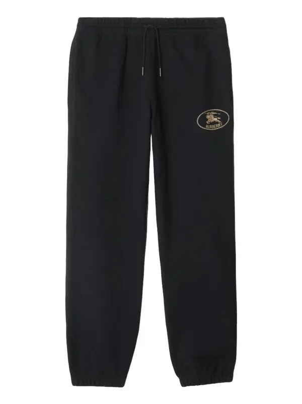 Burberry Logo Embroidered Drawstring Track Pants - Black