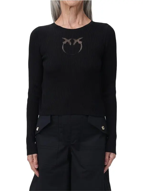 Pinko Love Bird Crewneck Knitted Jumper - Black