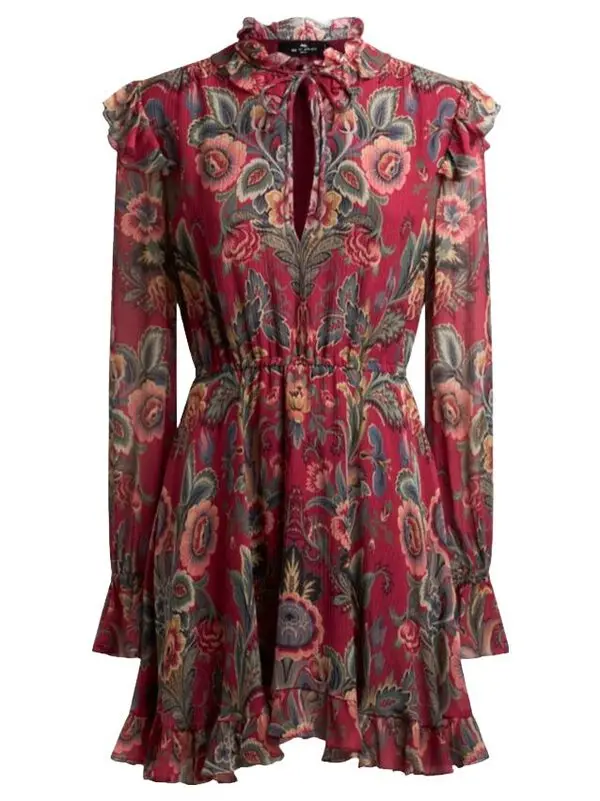 Etro Silk-blend Mini Dress With Floral Print - Multicolor